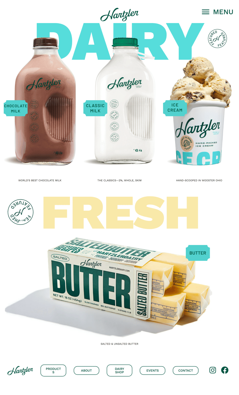 Hartzler Dairy, a WordPress website example by BeautifulPress